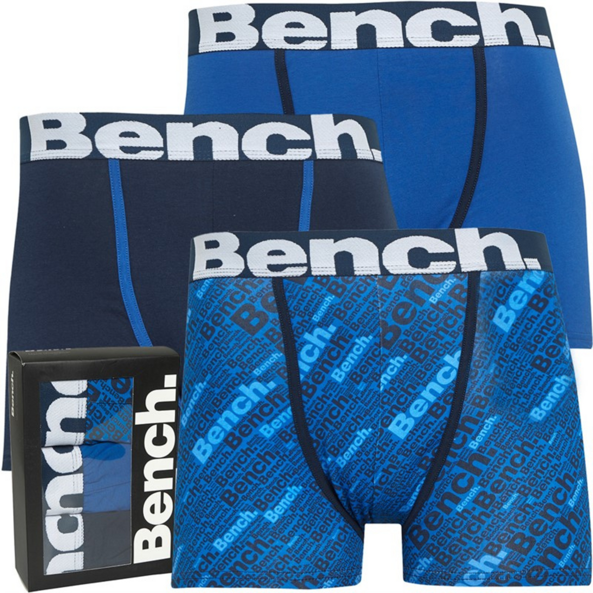 Bench Mens Bamber Boxer Shorts - 3 Pair Pack - Blue – Avenue 85