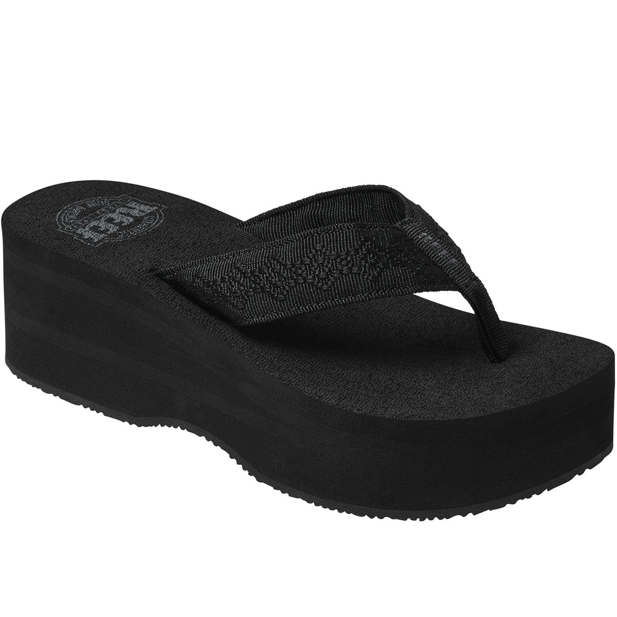 Reef Womens Sandy Hi Summer Chunky Sole Flip Flops - Black – Avenue 85
