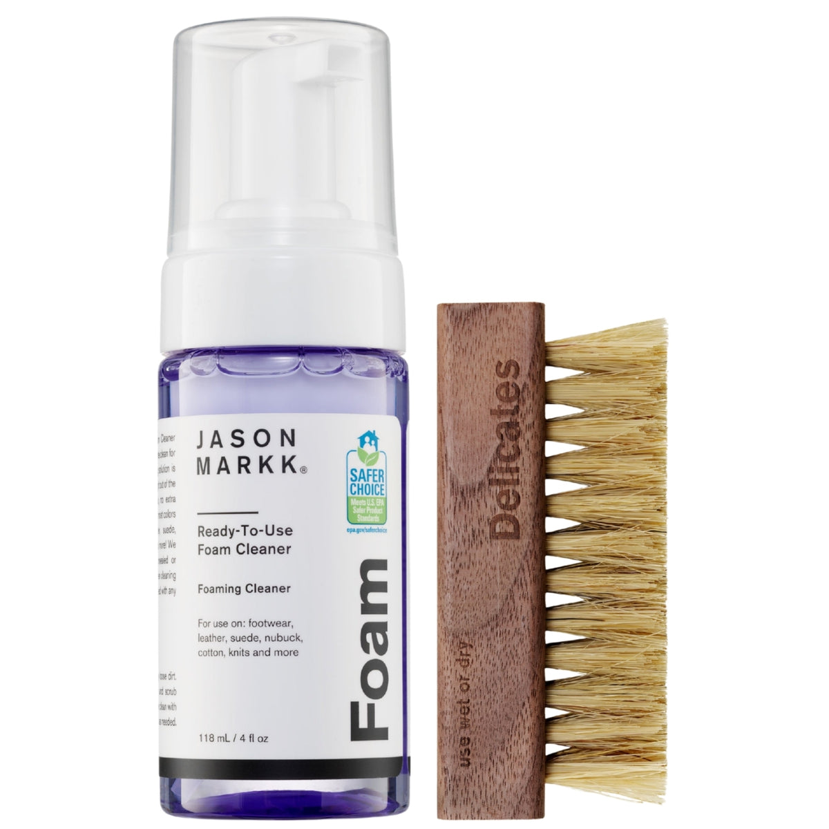 Jason Markk Quick Clean Kit Foam Cleaner & Soft Brush Cleaning Kit ...