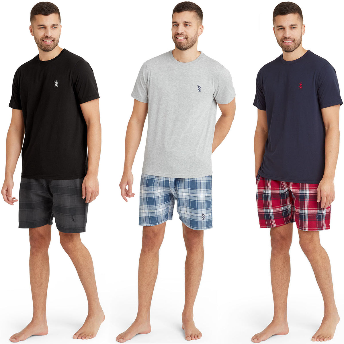 Snuggaroo Mens Short Sleeve T-Shirt Check Shorts Pyjama Set – Avenue 85